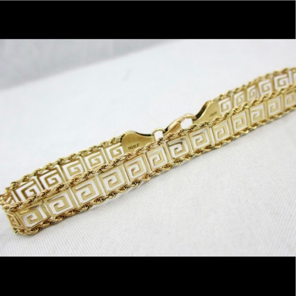 Jewelry | 1k Gold Greek Key 7 Bracelet | Poshmark